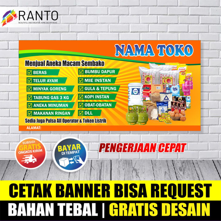 Cetak SPANDUK TOKO / SEPANDUK TOKO SEMBAKO KLONTONG / SEPANDUK DAGANG / BANNER jualan / BANER ...
