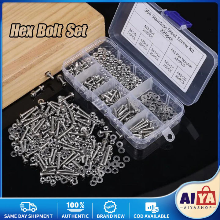 120/320pcs Round Head Screw Retainer Fastener M2 M2.5 M3 M4 M5 Washer ...