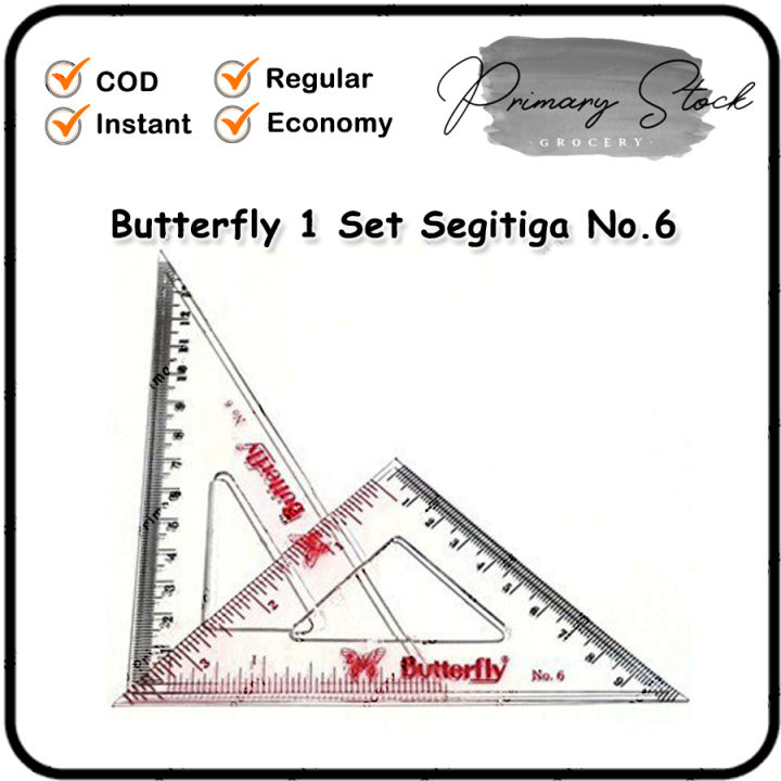 Penggaris Segitiga Butterfly No 6 1 Set Triangle Rule 10 cm 14 cm ...