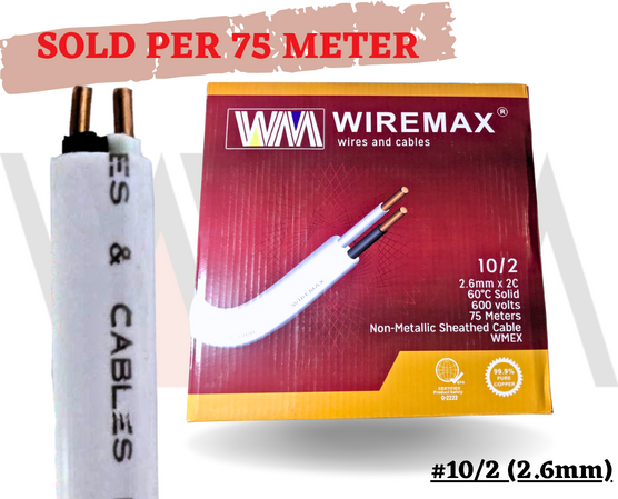 WIREMAX PDX NON - METALLIC 75 METER 10/2 (2.6mm/2C) PURE COPPER | Lazada PH