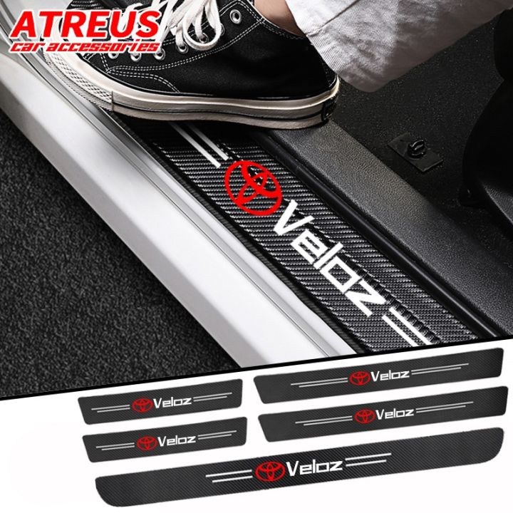 Toyota Veloz Car Door Sill Sticker Carbon Fiber Leather Car Threshold ...