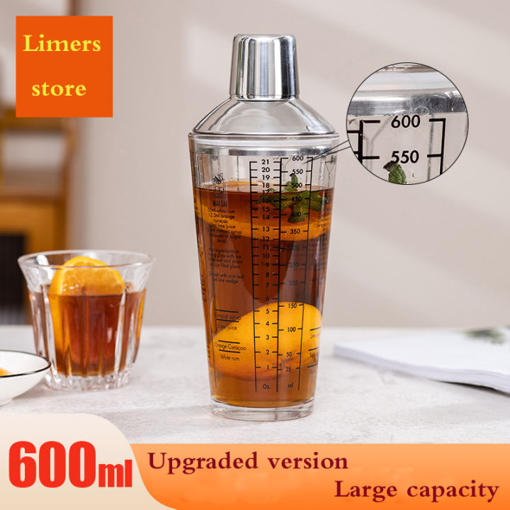 Gbkeot 400/600ML Glass shaker, milk tea shop, hand picked lemon shaker ...