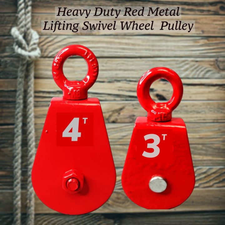 AKAPE - Heavy Duty Red Metal Lifting Swivel Wheel Sheave Single Pulley ...