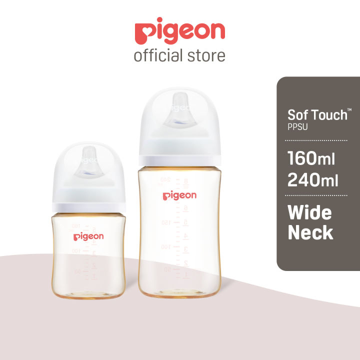 Pigeon SofTouch™ Wide-Neck PPSU BPP Nursing Bottle 160ml/240ml | Lazada