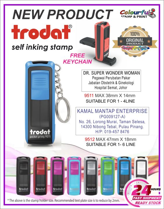 (NEW) Trodat Self-inked Mobile Pocket Rubber Stamp,Trodat 9511,9512 ...