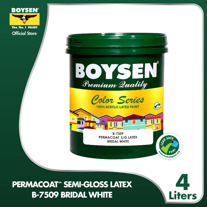 BOYSEN Permacoat Semi-Gloss Latex Bridal White B7509-4L | Lazada PH