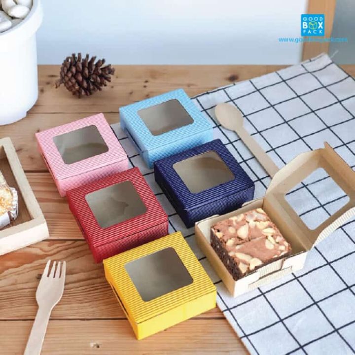 Goodboxpack (20ใบ/แพ็ค) ซื้อ3ลด7% กล่องบราวนี่ 1 ชิ้น กล่องลูกฟูกโชว์ลอนพรีเมี่ยม กล่องใส่เล็บ ...