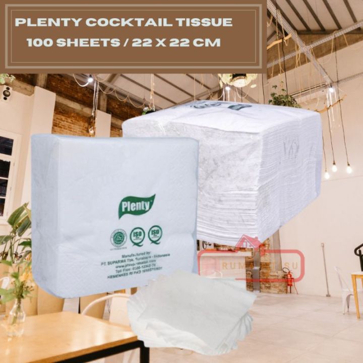 Plenty Tissue Cocktail 2 PLY 100 Lembar - Tisu Makan / Tisu Cafe / Tisu ...
