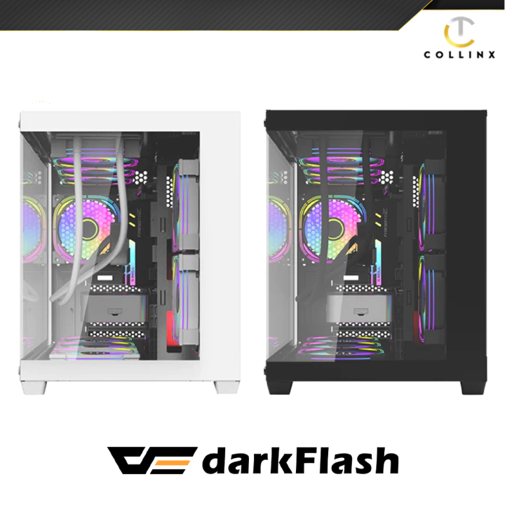 DARKFLASH C285MP Case | M-ATX PC Case Tempered Glass Panoramic Side ...