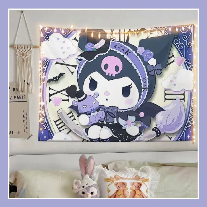 Kawaii Sanrio Kuromi My Melody Cinnamoroll Cartoon Tapestry Wall Decor ...