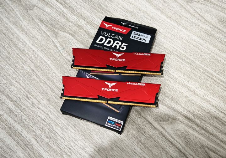 RAM TEAMGROUP T-FORCE VULCAN DDR5 32GB(16*2)/5200 RED **สินค้ามือ2 สภาพ ...