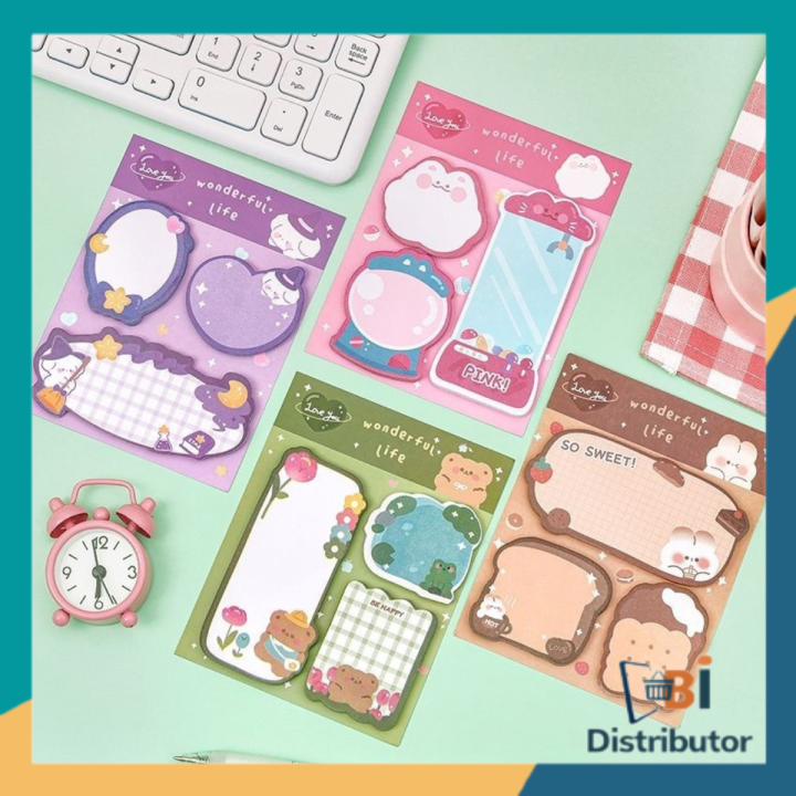 DBI Sticky Notes Lucu 3 IN 1 Tempelan Kertas Catatan 60 Lembar Gambar ...