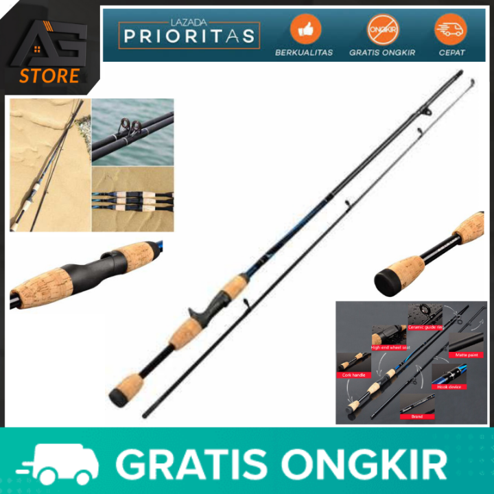 (BERKUALITAS) Joran Pancing Carbon Fiber Conquest 2 Segments 1.8M ...