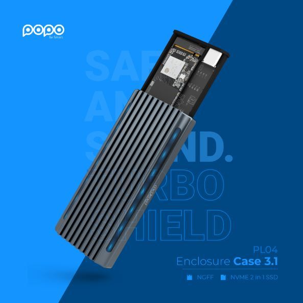POPO Be Smart 🔹ENCLOSURE CASE 3.1 🔹NGFF/NVME 2 IN 1 SSD 🔹MODEL- PL04 ...