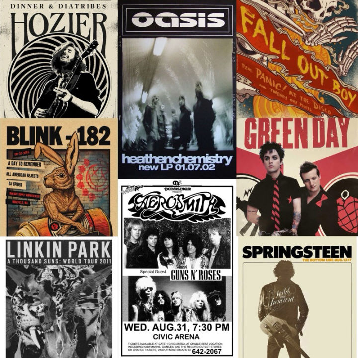 Vintage Band Posters Alt Emo Grunge Punk Rock Aesthetic Wall Decor ...