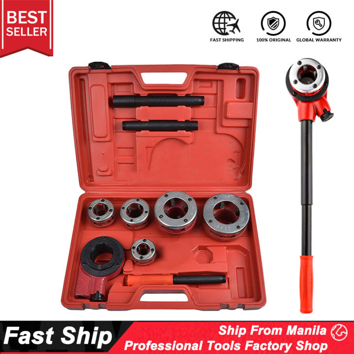 COOFARI Ratchet Die Stock (Pipe Threader), 1/4", 3/8", 1/2", 3/4", 1 ...