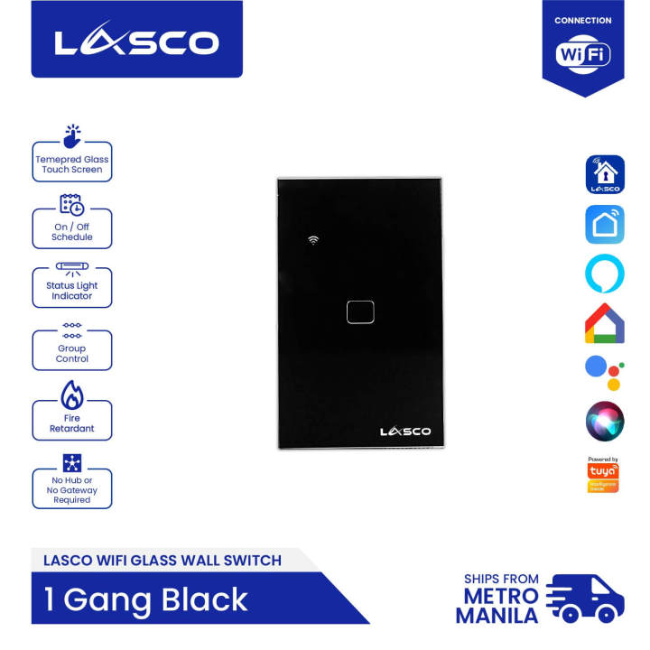 LASCO WIFI Light Switch 1/2/3 GANG Glass Wall Switch for Smart Home ...
