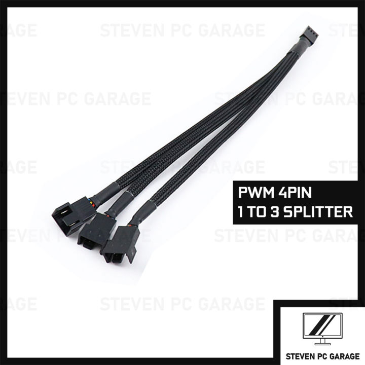 4pin Female ale to 4Pin / 3Pin Male CPU PWM Fan Splitter Sleeved Extension Cable 1 to 3 Way | Lazada