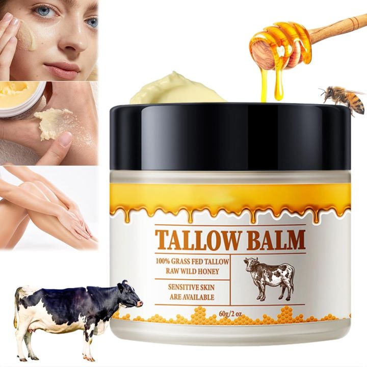 Tallow and Honey Balm for Face and Skin, Based Supplies Organic Beef ...
