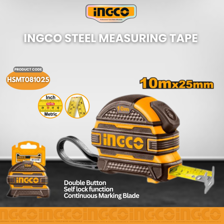 INGCO Steel Measuring Tape 10 Meter x 25mm HSMT081025 | Lazada PH