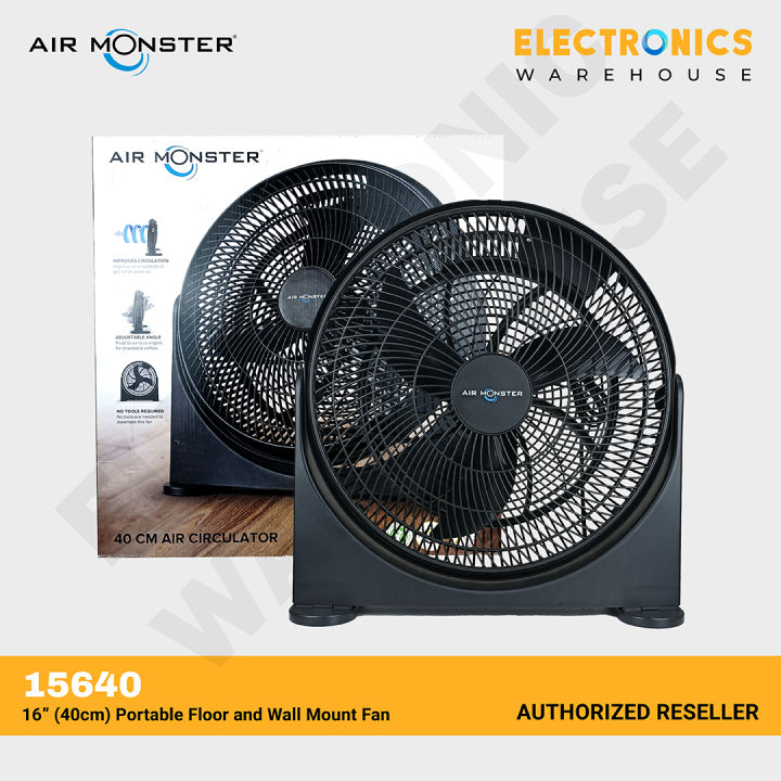 Air Monster 15640, 16 inch (40cm) Portable Floor and Wall Mount Fan ...