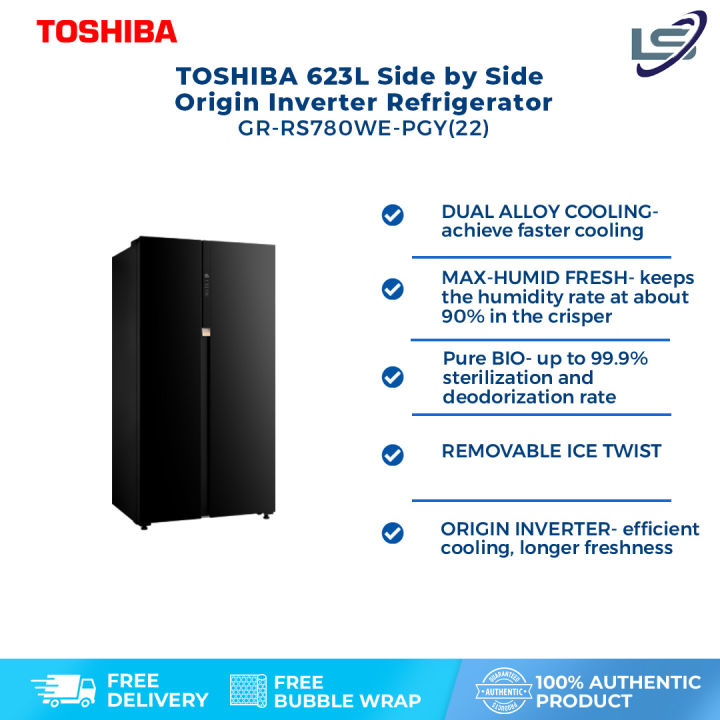 TOSHIBA 623L Side by Side Origin Inverter Refrigerator GR-RS780WE-PGY ...