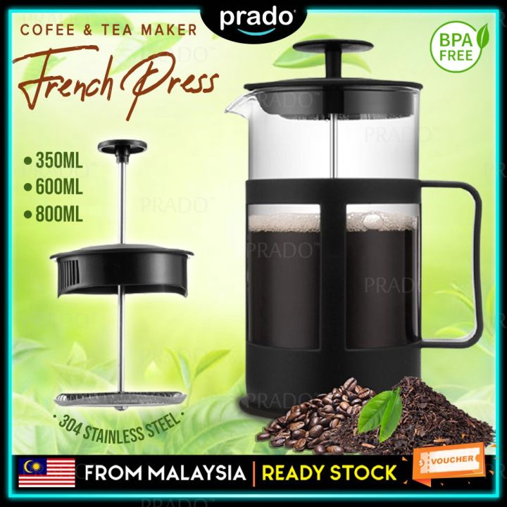 PRADO Malaysia 350/600/800mL French Press Coffee Maker 304 Stainless ...