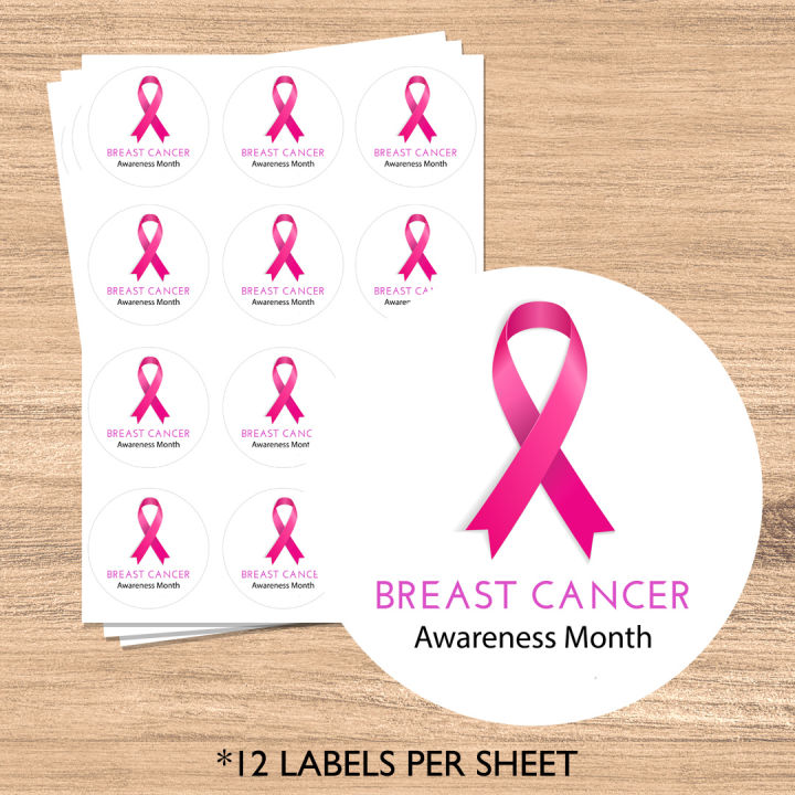 Breast Cancer Sticker Label, Breast Cancer Awareness Stickers, Floral ...