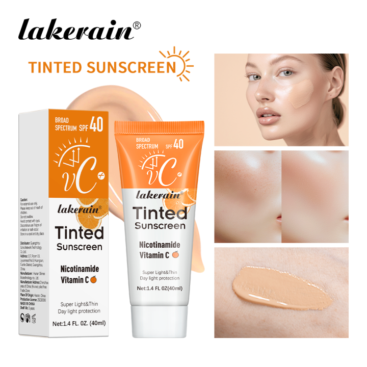 Lakerain Hydrating VC Sunscreen with Tint, Tinted Sunblock with Vitamin ...
