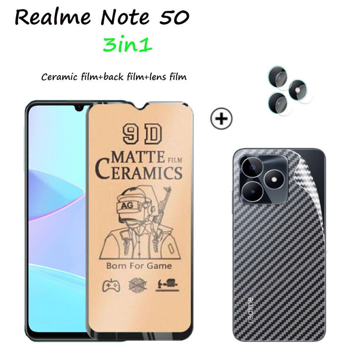 (3 in 1) For Realme Note 50 Ceramic Tempered Glass Screen Protectors ...