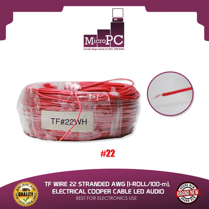 TF WIRE 22 STRANDED AWG (1-ROLL/100-m), ELECTRICAL COOPER CABLE LED ...
