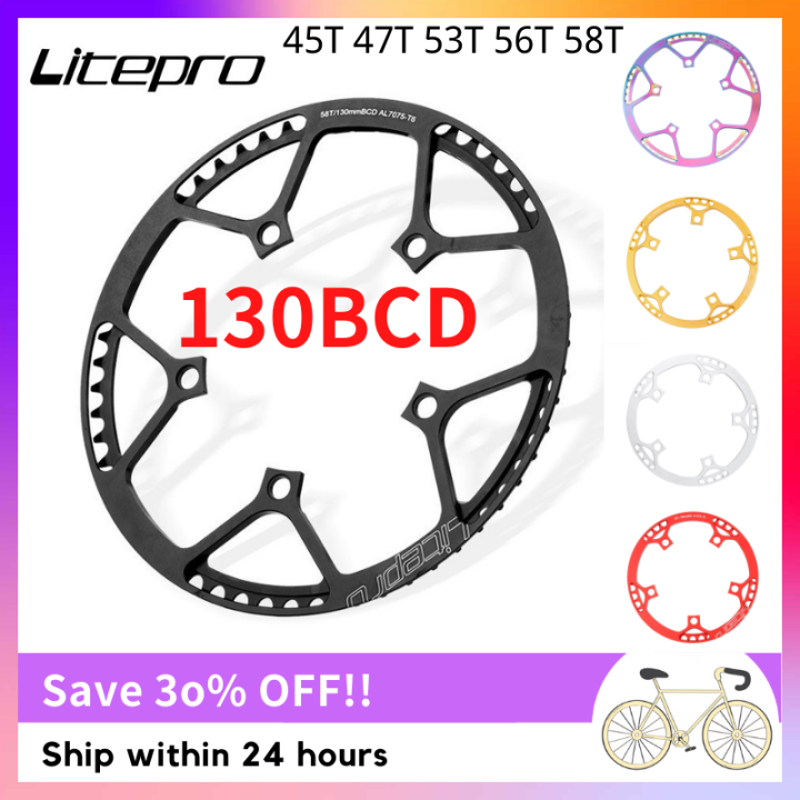 Litepro Folding Bike Single Speed Chain Wheel 130 BCD 45T 47T 53T 56T 58T Chainring Chainwheel ...