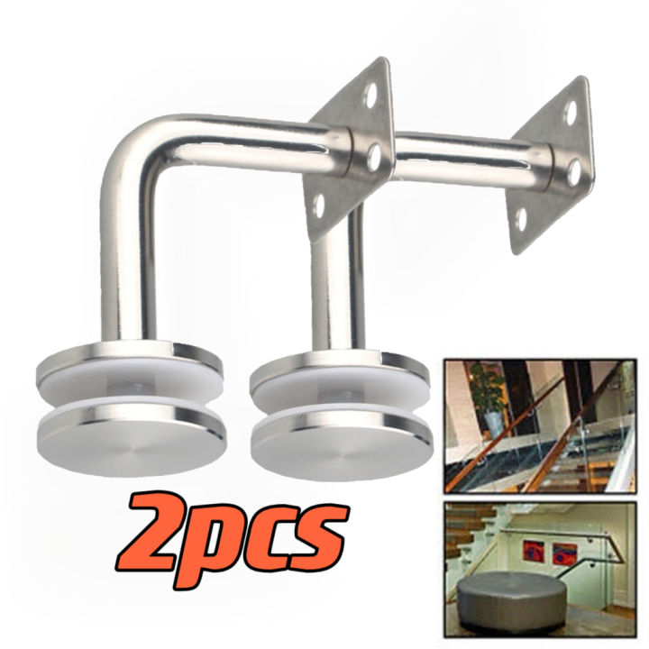 Dua potong Konektor Hand Railing Stainless Glass Tangga Kaca Lurus ...
