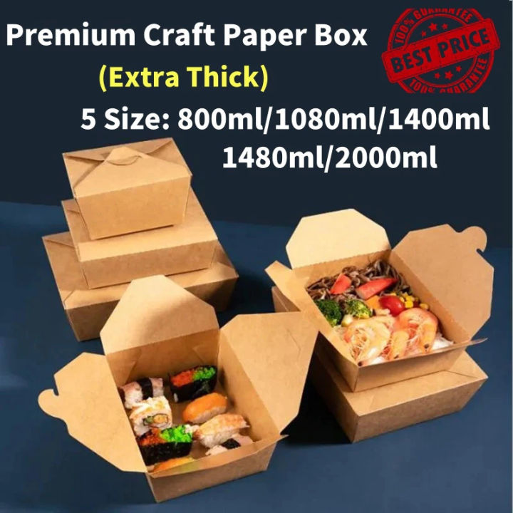 UMI Premium Brown Kraft Boat Paper Lunch Box Container Food Grade Non ...