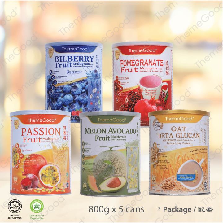 Bilberry 800g x 1 + Pomegranate 800g x 1 + Passion Fruit 800g x 1 +Melon Avocado 800g x 1 + Oat ...