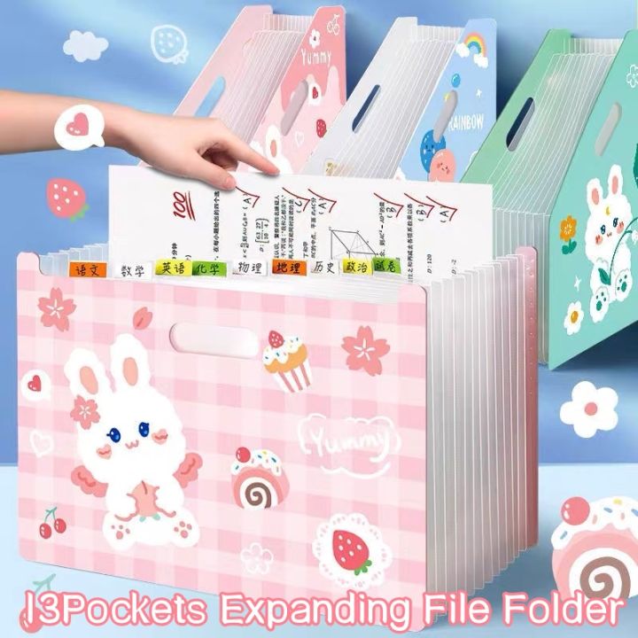 13pockets Accordion File Organizer Larger Capacity Expanding File Folder A4 Letter Size Paper