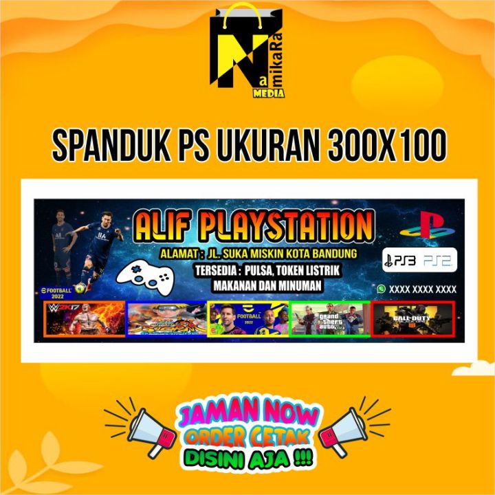 Spanduk Banner Rental PS terbaru bisa custom ukuran 300x100 cm / bisa ...