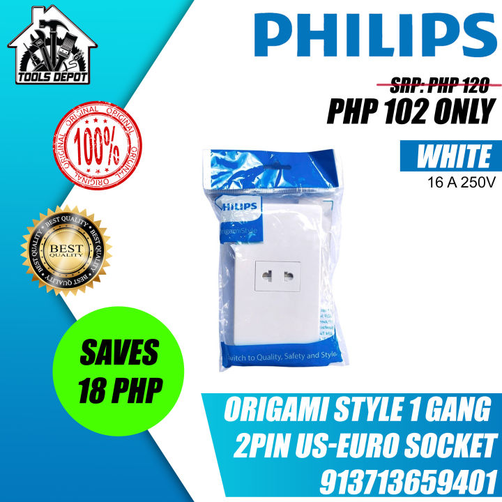 PHILIPS Origami Style 1 Gang 2P US- EURO Socket | Lazada PH