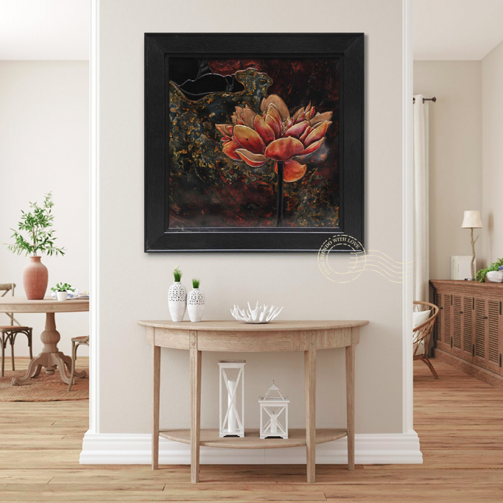 [HOT 2022] TRANH HOA SEN DECOR TREO TƯỜNG 1 BỨC VUÔNG - TRANH KHỔ LỚN ...