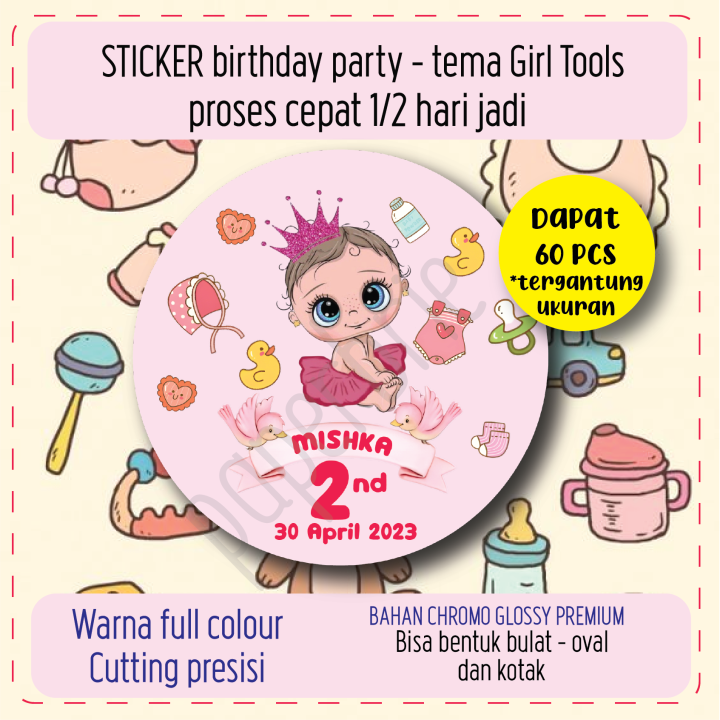 label stiker GIRL TOOLS Ulang Tahun Anak - sticker birthday party ...