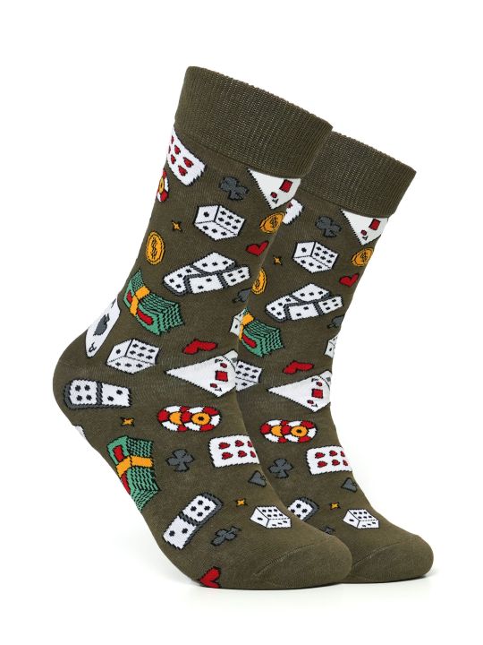 Iconic Socks Casino Money Playing Cards CAMO Crew Length Office Formal ...
