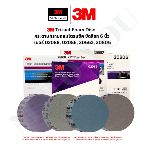 3M 02085 Trizact กระดาษทรายกลมไตรแซ็ค 2085 สำหรับขัดผิวเคลียร์ 6 นิ้ว ...