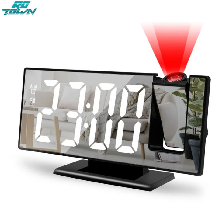 Projection Clock With USB Cable 180° Rotation Projection Alarm Clock ...