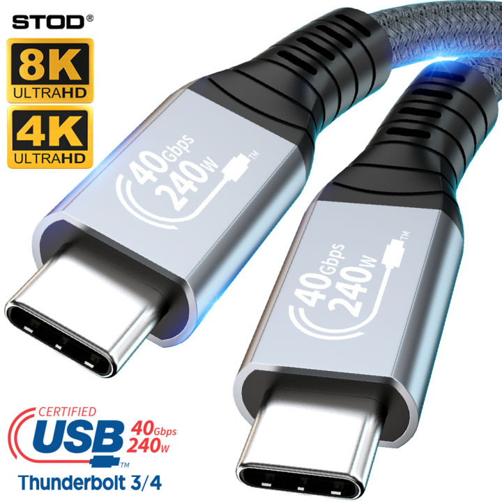 STOD Thunderbolt USB 4 Cable 40Gbps 240W 48V 5A Power Line Thunderbolt 4 USB4 100W 4K 8K Monitor ...