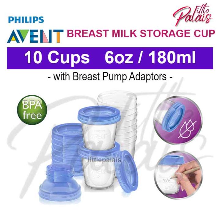 Philips Avent Breast Milk Storage Cups 6oz Reusable With Breast Pump ...