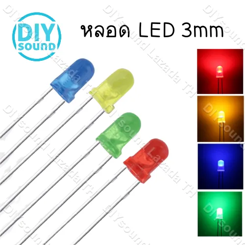 (10ชิ้น) หลอด Led 3mm 12v 5v led super bright 3mm หลอดไฟLed 3mm 1iLed ...