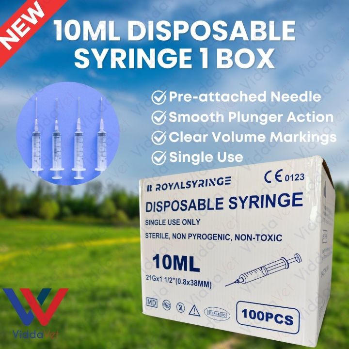 1box 10ml Disposable Syringe for swine, poultry, livestock, and small animals Alaris Syringe ...