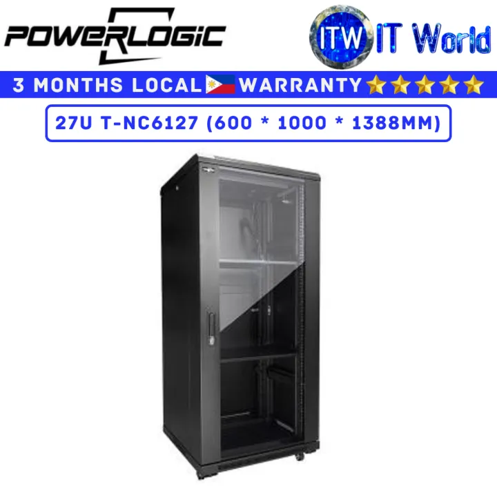 Itw | Powerlogic Data Cabinet 27U 600x1000x1388 Tempered Glass Front ...