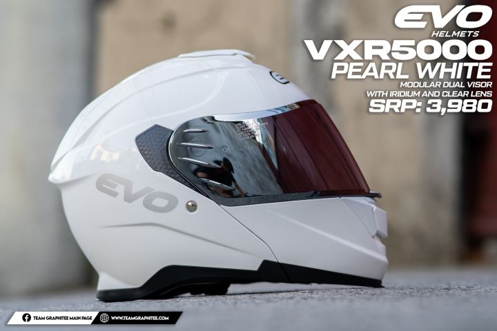 EVO VXR 5000 PEARL WHITE (SILVER IRIDIUM LENS) MODULAR DUAL VISOR WITH ...
