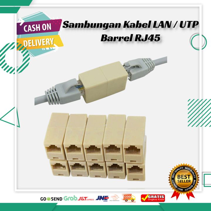 Konektor Barel Barrel Sambungan Kabel Internet Lan Ethernet RJ45 cCat5E ...